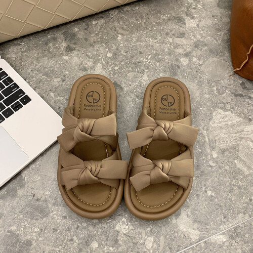 (Khaki, 37) Unique Thick Summer Sole Slide Sandals For Women In Chic ...