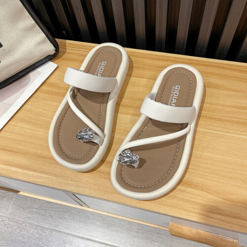 (Beige, 38) Modern Womens Summer Outdoor Flip Flops With Nonslip Rubber ...