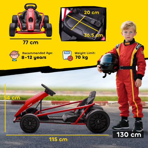 HOMCOM 24V Electric Go Kart for Kids with Music, Horn Honking, Slow ...
