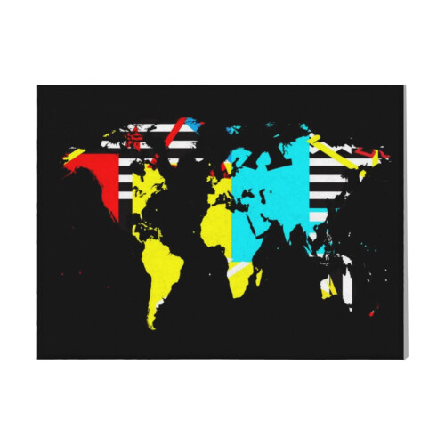 (World Map Infographic Pop=2679) Canvas Print Pop Art Framed DIY ...