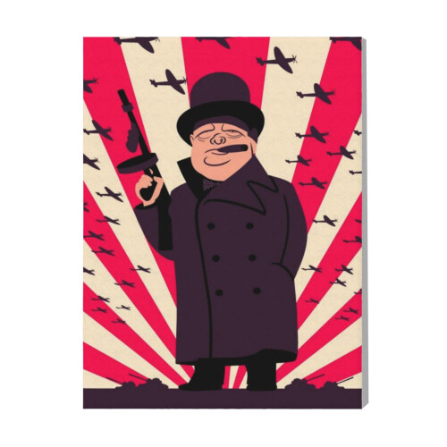 (Retro Style Illustration Of Winston Churchill With A To=8342) Canvas ...