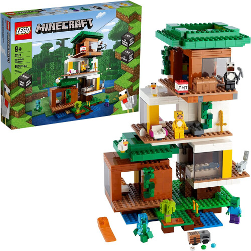 LEGO Minecraft The Modern Treehouse 21174 Giant Treehouse Building Kit ...