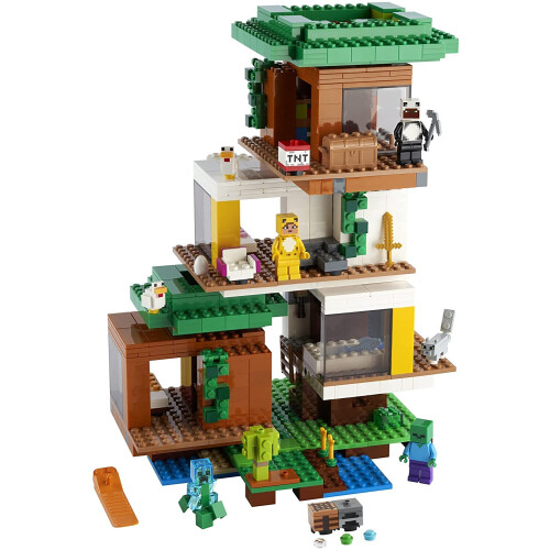 LEGO Minecraft The Modern Treehouse 21174 Giant Treehouse Building Kit ...