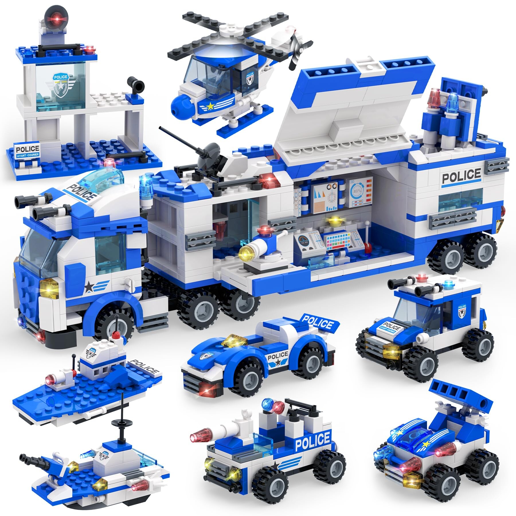 1338 Pieces City Police Station Mobile Command Center Truck Building ...