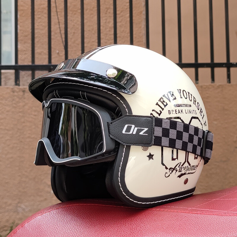 (M-1)Casque de moto rétro approuvé DOT casco 3/4 casque ouvert casque ...