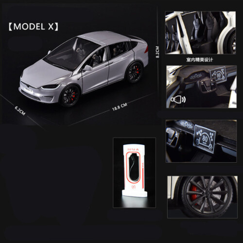 (Model x Grey)1:24 Roadster Alloy Sports Car Models Metal Vehicles Car ...