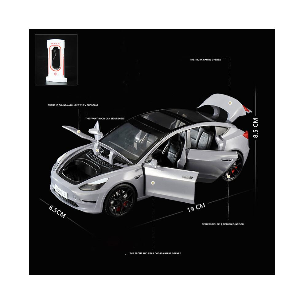 (Model 3 black)1:24 Model 3 Model Y Model S Model X Metal diecast car ...