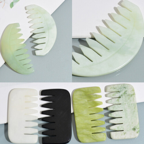 (B) Peine de jade natural para el cuero cabelludo, masajeador facial ...