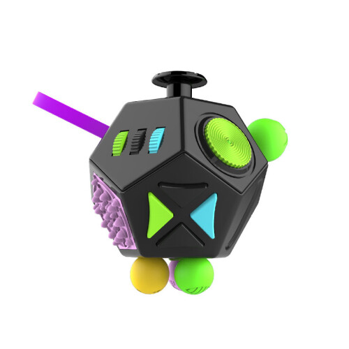 Black 12 Sided Fidget Toy for Adults Anti Anxiety Dodecagon Relieves ...