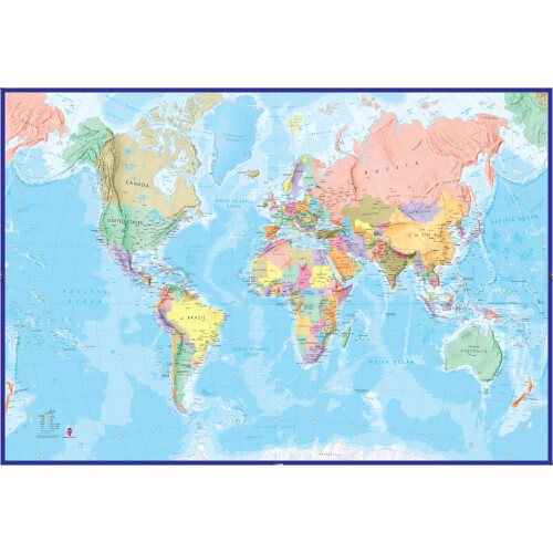 Maps International - Giant World Map Mural - Mega-Map Of The World - 232 x 158 - Blue Ocean on OnBuy