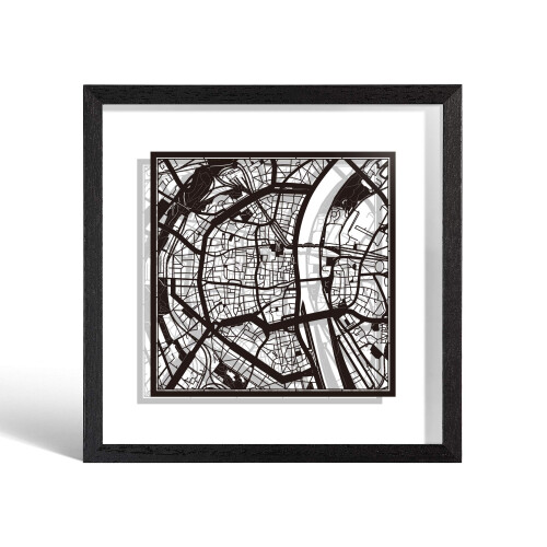 O3 DESIGN STUDIO Cologne Marco de Papel para mapas, Black map, Black ...