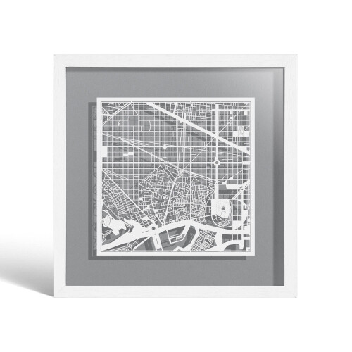 O3 DESIGN STUDIO Barcelona Marco de Papel para mapas, White map, White ...