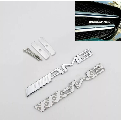 Metal AMG Front Grill Badge Emblem Chrome Silver for Mercedes Benz on OnBuy