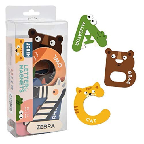 JCREN Jumbo Magnetic Letters Animals Alphabet Toys Fridge Magnets Stick ...