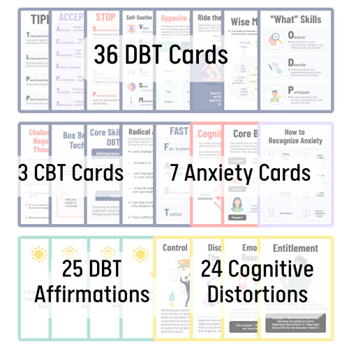 DBT Flashcards - Dialectical Behavior Therapy Coping Skills Cards | CBT ...