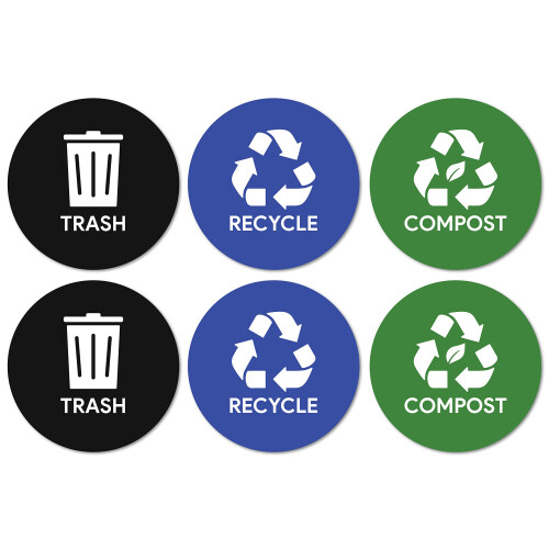 Trash Compost Recycle Stickers for Trash Can 6pcs | Weatherproof Indoor ...
