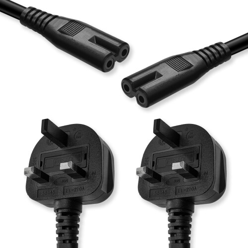 SHAFI 2-Pack 3-Meter Figure 8 Power Lead - 2-Pin IEC-C7 Universal 3-Pin ...