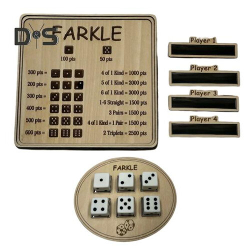 1 Set Wooden Classic Dice Board Game with 6 Dice Portable Travel Dice ...