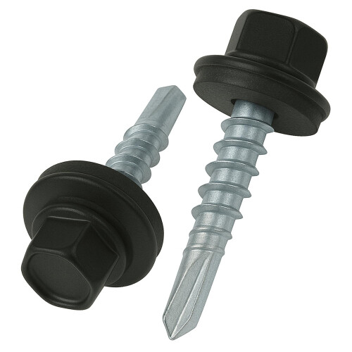 4.8 mm x 35 mm Roofing Screws, Hex Head Self-drilling Color (RAL 9005 ...