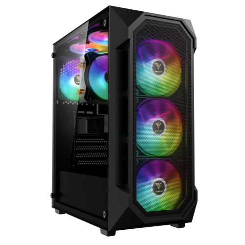 GAMDIAS ATX Mid Tower Gaming Computer PC Case Tempered Glass Built-in ...