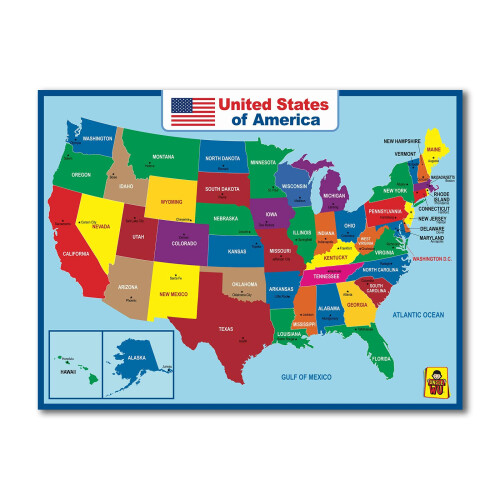 United State Map Laminated Poster -Double Side Educational Poster For ...