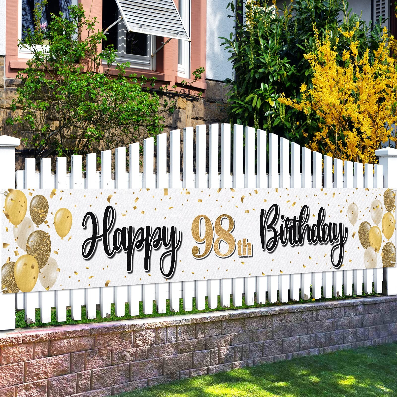 LASKYER Happy 98th Birthday Decorations 98th Gold Balloon Large ...