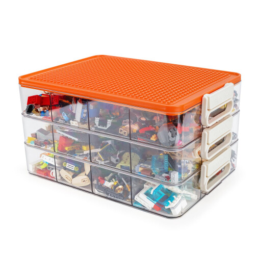 Storage Containers with Building Plate Lid for Lego Acrylic Stackable ...