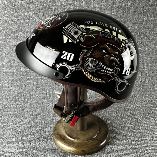 (xxLMechanical Lion) Motorhelm met lenzen Retro halve helm Jethelm Open ...