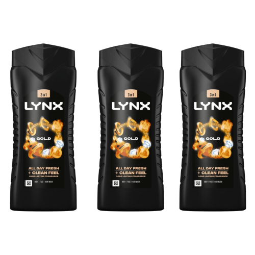 Lynx Gold Oud Wood and Vanilla 12hrs Body wash 500ml (Pack of 3) on OnBuy