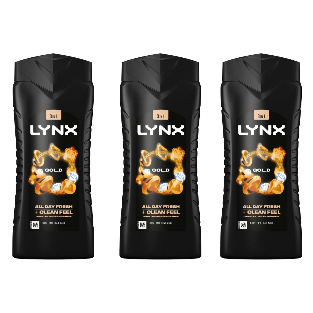 Lynx Gold Oud Wood and Vanilla 12hrs Body wash 500ml (Pack of 3) on OnBuy