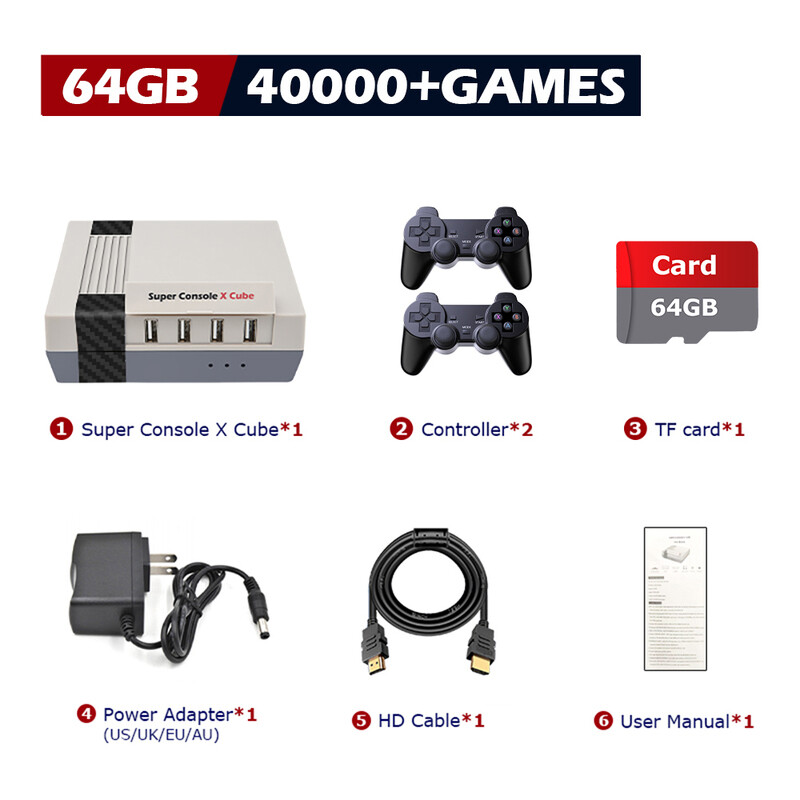 (64G sans fil-2) Super Console X Cube Console de jeu rétro prend en ...