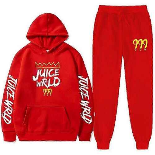 (L,Red)New Juice Hoodie Suit Sweatshirt + Jogging Pants Juice Wrld ...