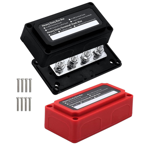 300A Bus Bar Heavy Duty Module Design Power Distribution Block Waterproof Box with 4x M10 3 ...