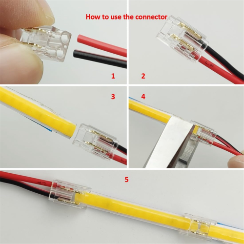 25PCS 2-Pin 5mm COB LED Strip Connector Kit for Strip-To-Wire and Strip ...