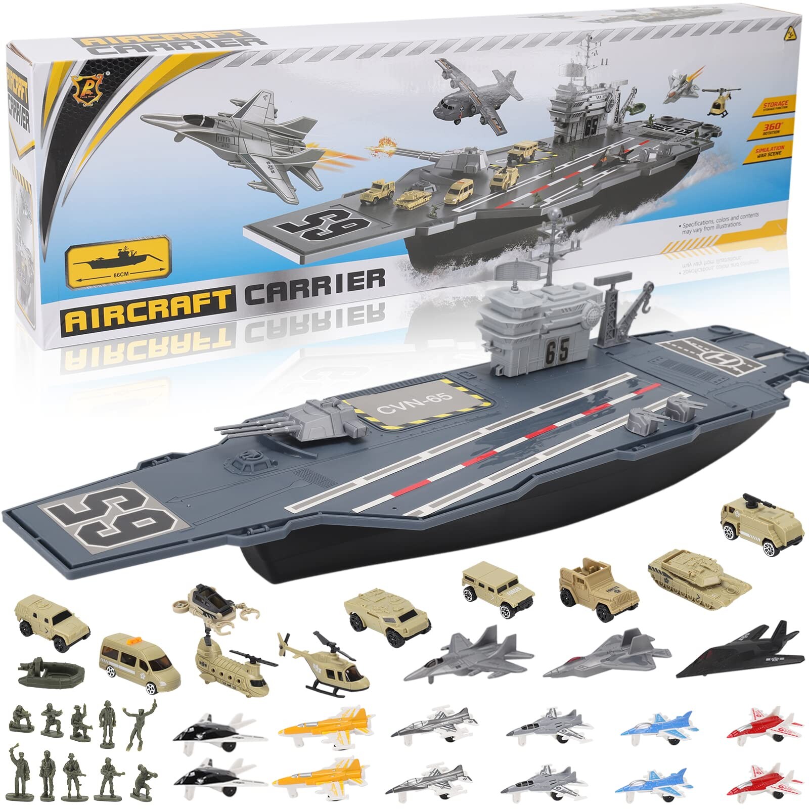 33-Inch Aircraft Carrier Mega Playset - Ultimate Military Battle Set ...