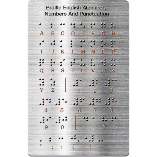 Metal Braille Raised Dots Braille Alphabet Numbers Punctuation Chart ...
