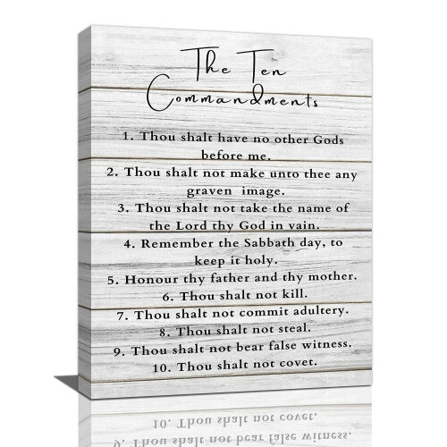 Ten Commandments Wall Decor 10 Commandments Wall Art Bible Verse Canvas ...