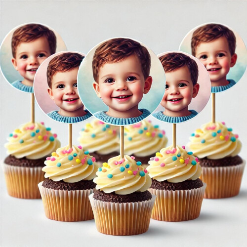 Clarent - Custom Cupcake Toppers Fun Face Cutout Dessert Toppers Cake ...