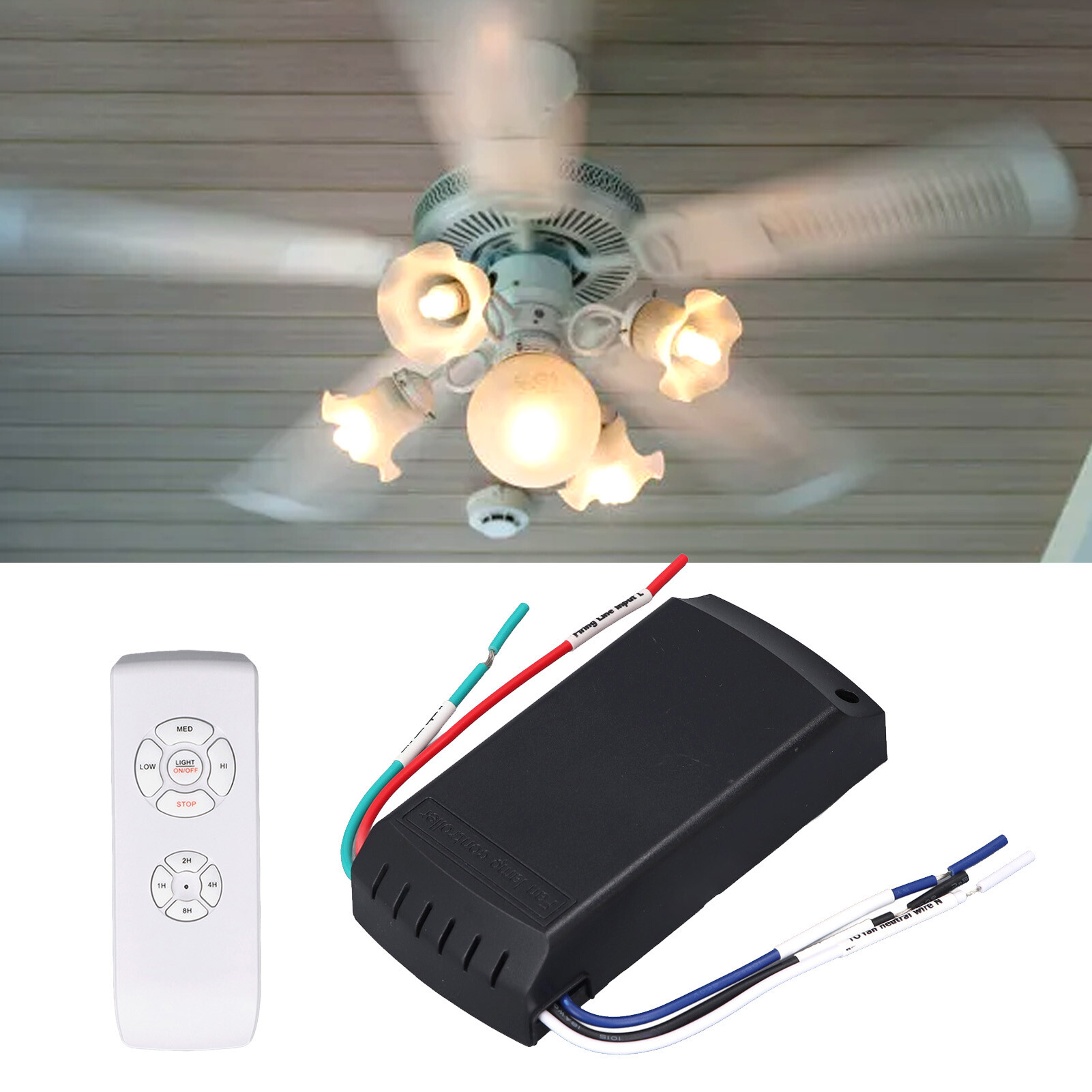 Ceiling Fan Lamp Remote Control 10m Range 3 Speeds Control 4 Timers Fan Light Remote Kit on OnBuy