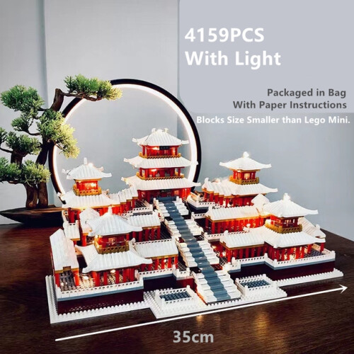 (Light Epang Palace)5186PCS Chinese Architecture Micro Building Blocks ...