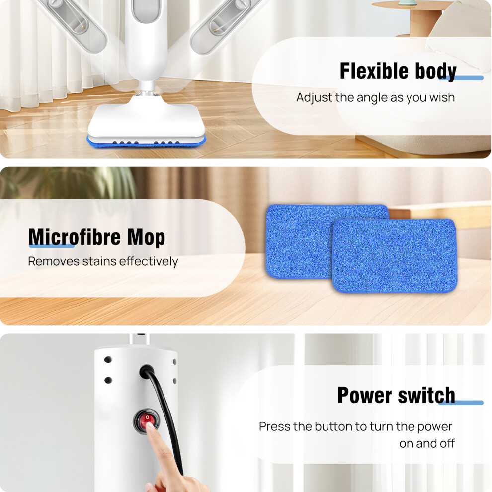 Steam Mop Carpet Cleaner Kills up to 99% of Bacteria 1500W Powerful ...