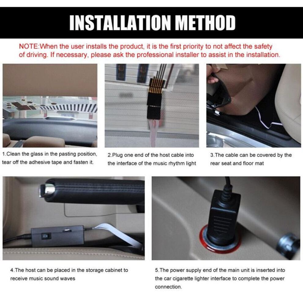 (red, 80*19cm) Car Rear Window Sticker Led Sound Activated Equalizer ...