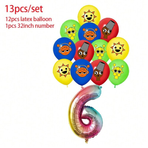 (set 6, Other) Incredibox Sprunki Birthday Party Decoration Balloon ...