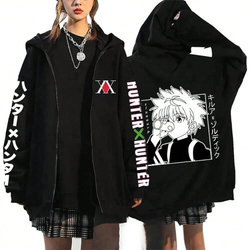 (Black5, M) Anime Hunter X Hunter Killua Zoldyck Gon Print Hooded Men ...