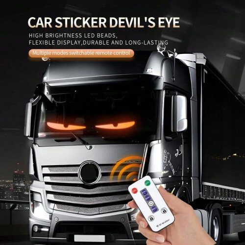 Truck Car Devil Eye LED Pixel Panel Light Remote Control Soft Foldable Lighting Scrolling For ...