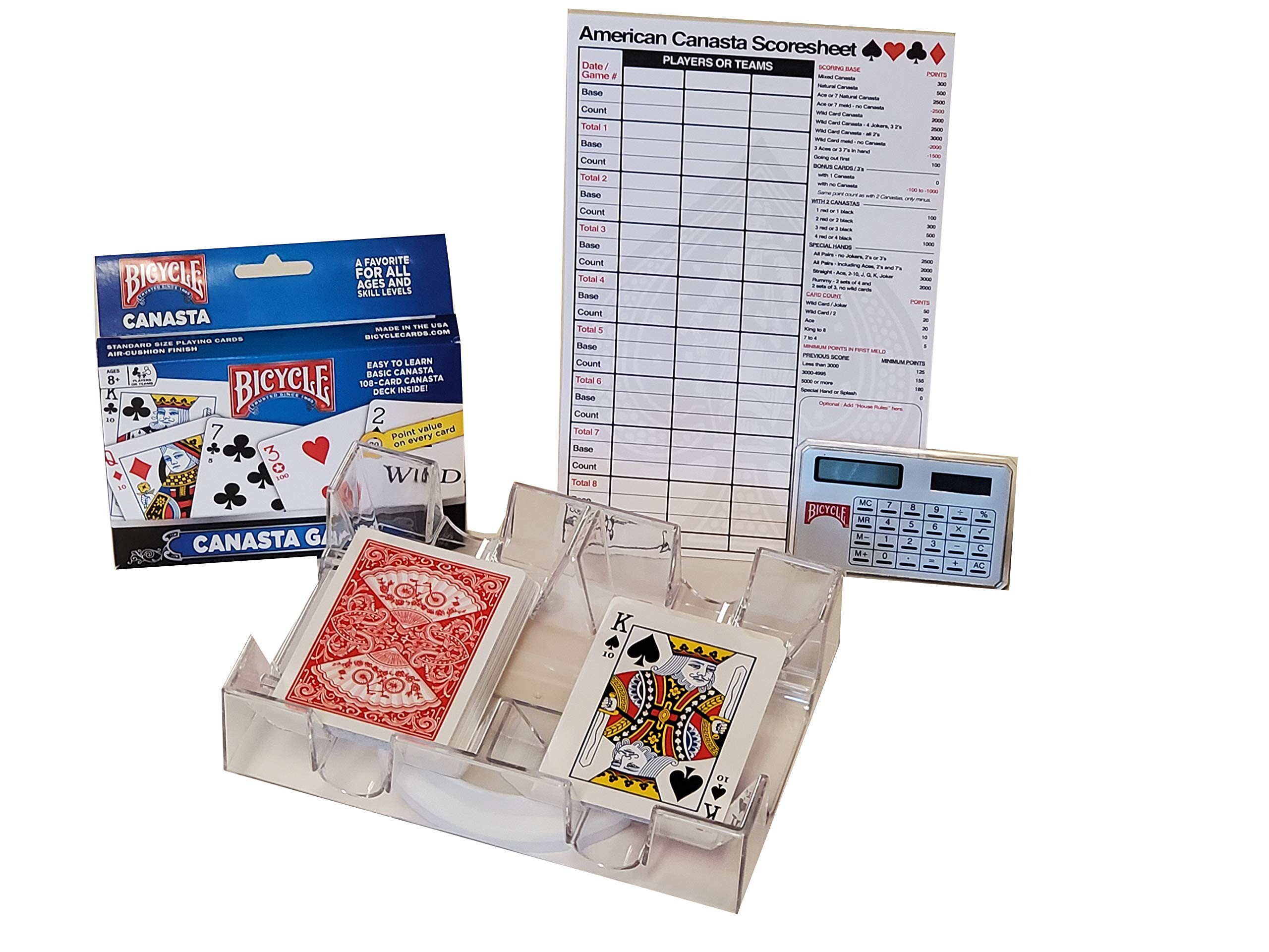 Bicycle American Canasta Set w/Cards Score Sheet Revolving Card Tray ...