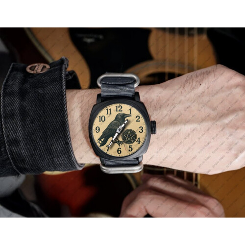 Black Crow Pentagram Art Aviator Wrist Watch Nylon Strap on OnBuy