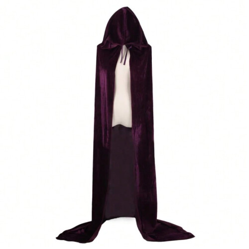 (Purple, 70) Hood Cloak Cosplay Medieval Long Cape Halloween Party ...