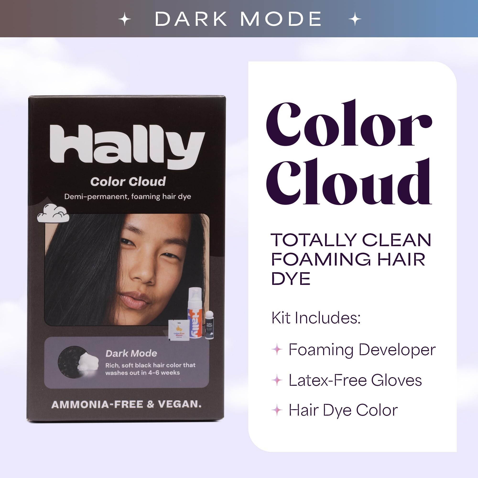 Hally Hair Color Cloud Hair Dye (Dark Mode) - Demi-Permanent Foam Hair ...