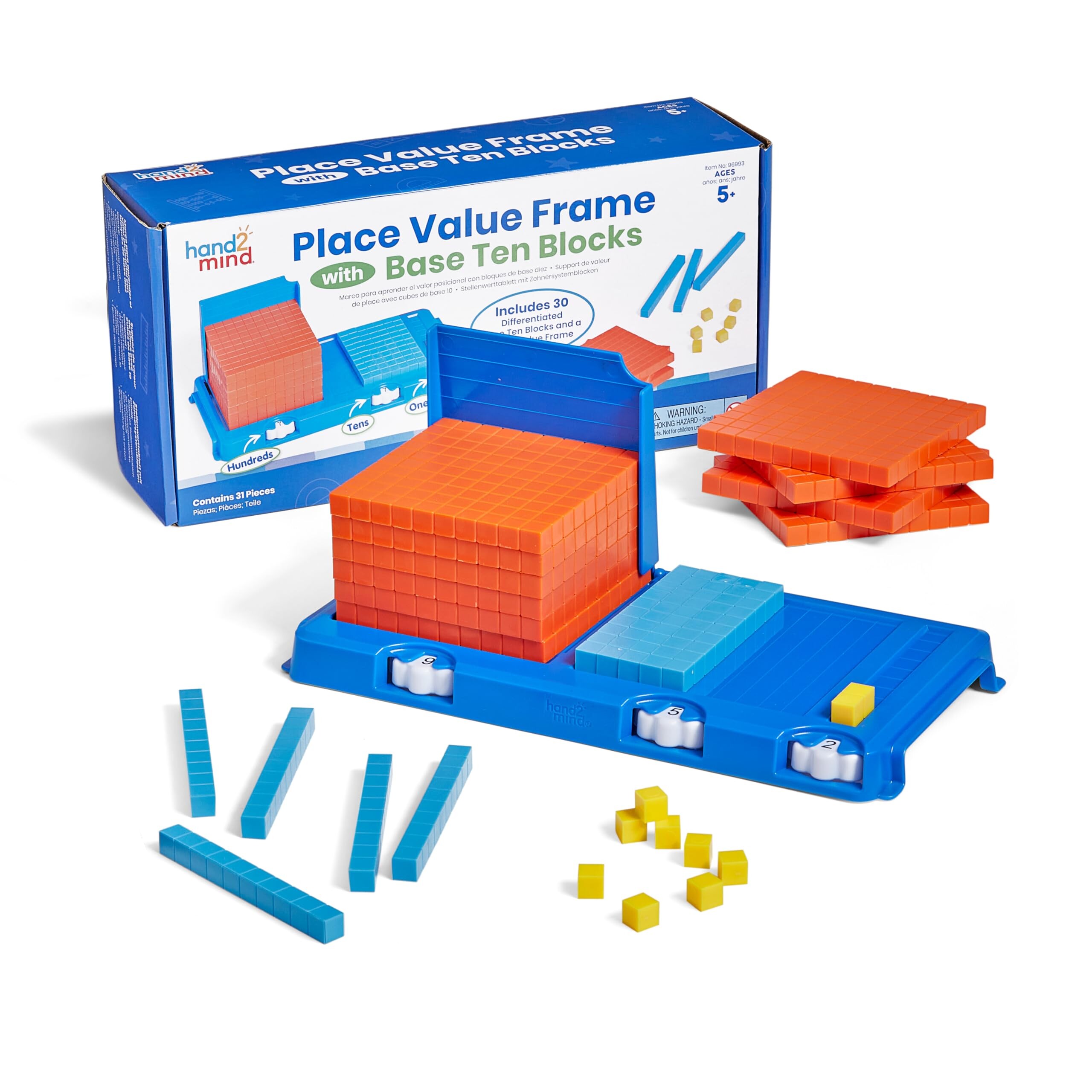 hand2mind Place Value Frame with Base Ten Blocks Base 10 Blocks ...